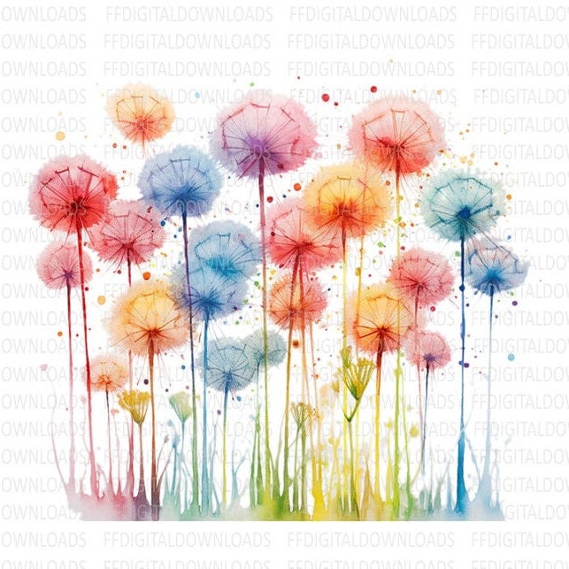 Watercolor Dandelion Clipart Dandelion Png Watercolor - Etsy
