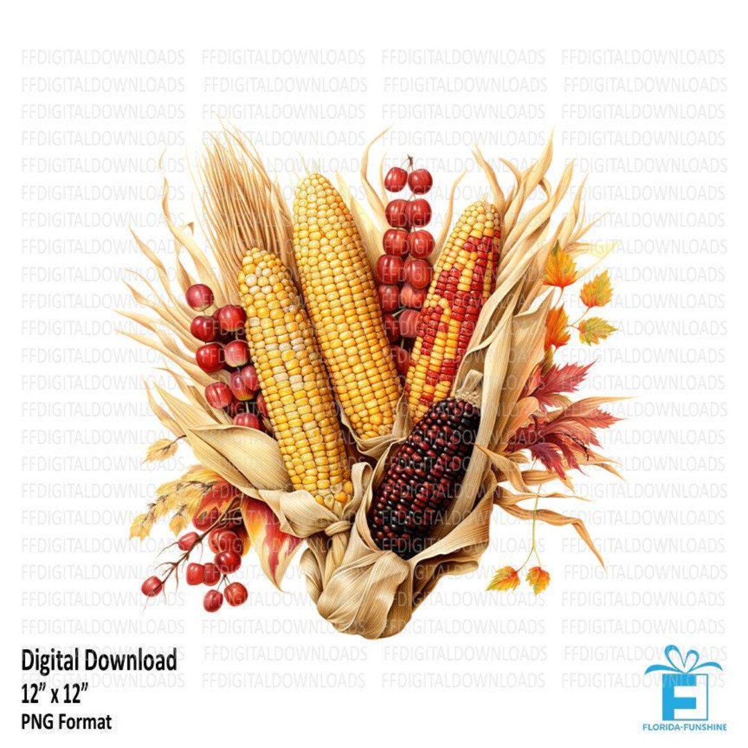 Indian Corn Clipart, Indian Corn Png, Watercolor Indian Corn, Indian ...