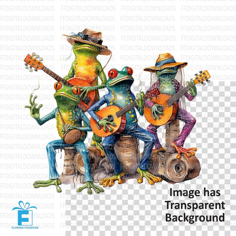Frog Band Clipart Bluegrass Frog Band Frog Band PNG Frog - Etsy