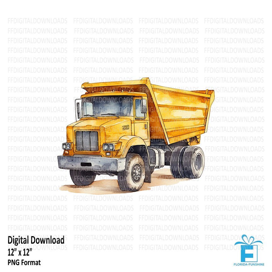 Dump Truck PNG Truck Png Dump Truck Clipart Watercolor Dump - Etsy