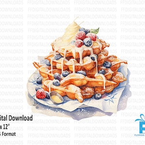 Funnel Cake Clipart, Funnel Cake PNG, Watercolor Funnel Cake, Funnel ...