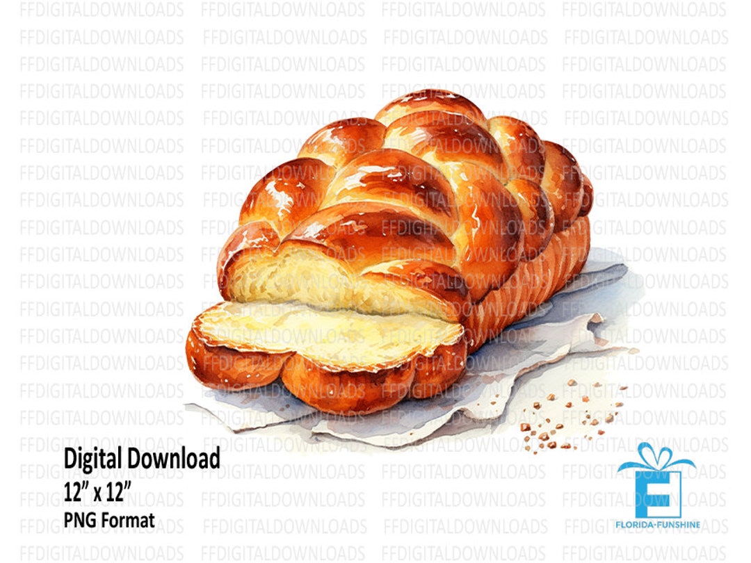 Challah Bread Clipart, Challah PNG, Watercolor Challah, Challah Bread ...