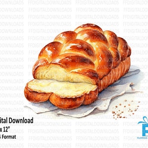 Challah Bread Clipart, Challah PNG, Watercolor Challah, Challah Bread ...