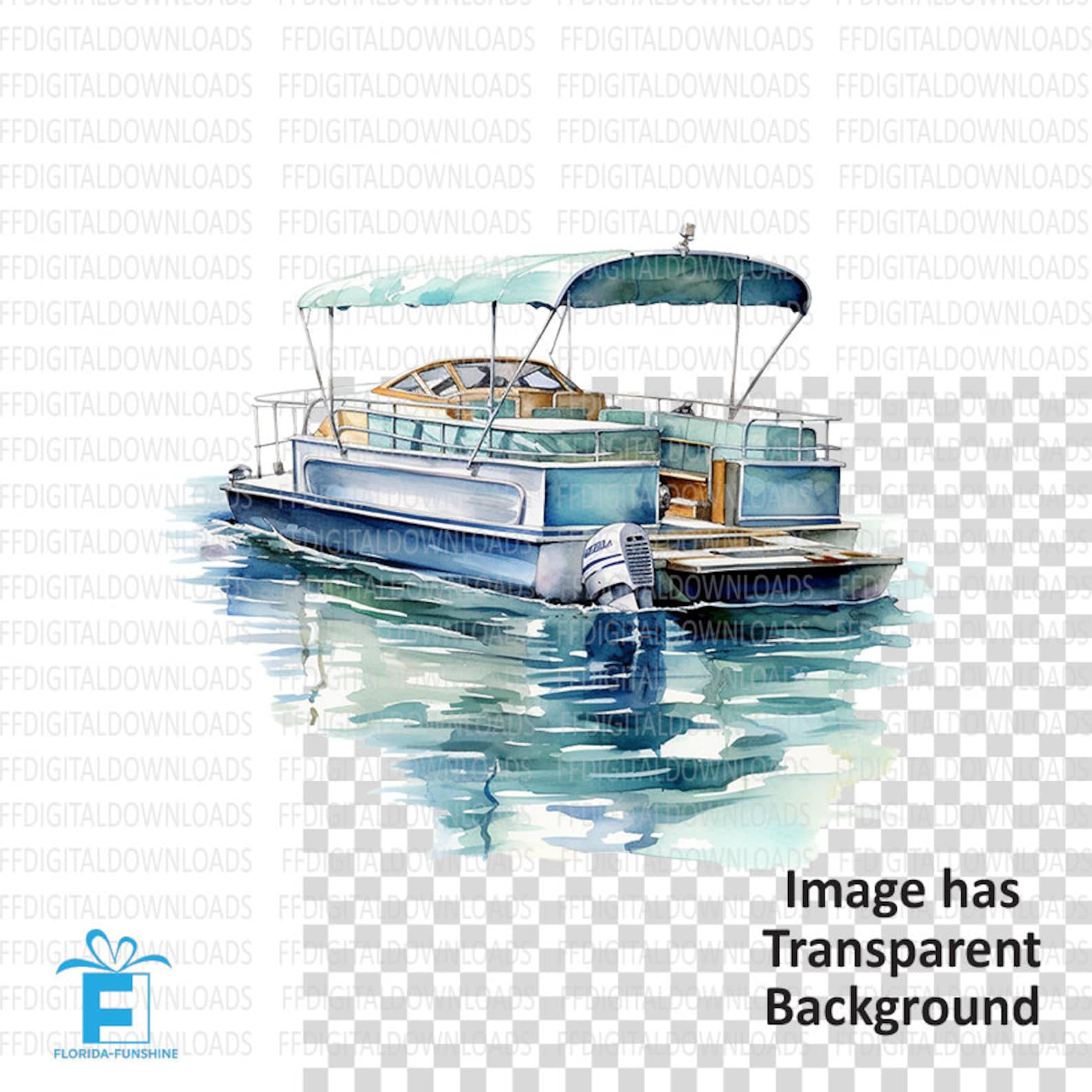Pontoon Boat PNG, Pontoon Boat Clipart, Watercolor Pontoon PNG, Pontoon ...