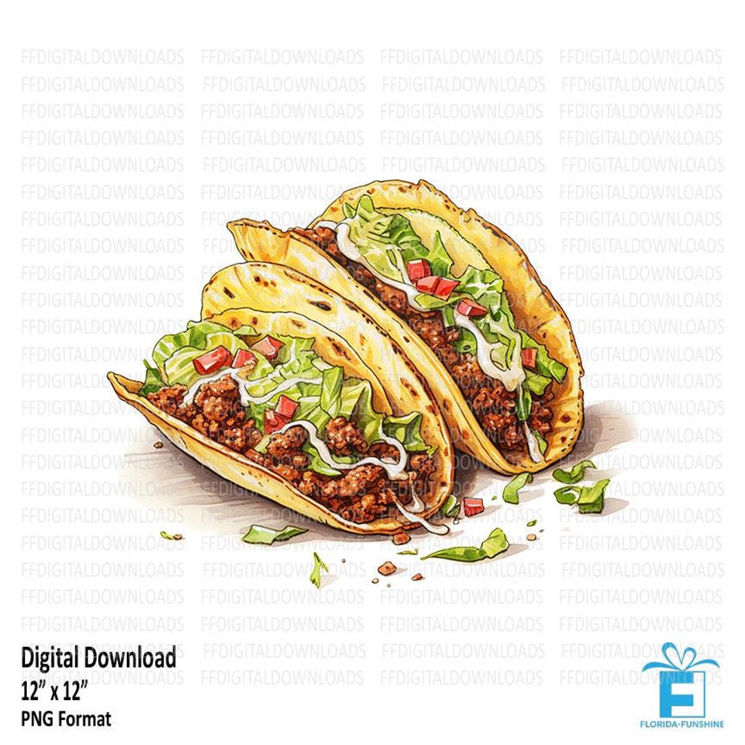 Tacos Clipart, Tacos PNG, Tacos Digital Clipart, Mexican Food Clipart ...
