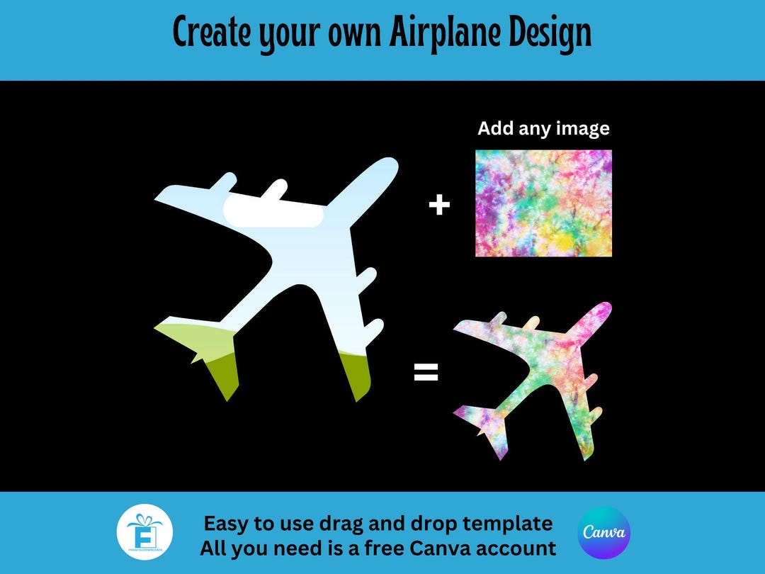 Airplane Canva Frame, Drag and Drop Editable Canva Template ...