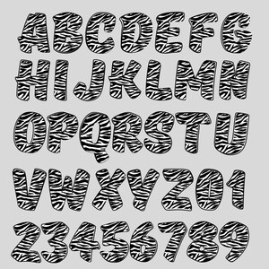 Zebra Letters, Zebra Print Alphabet Letters PNG Bundle, Hand Drawn ...