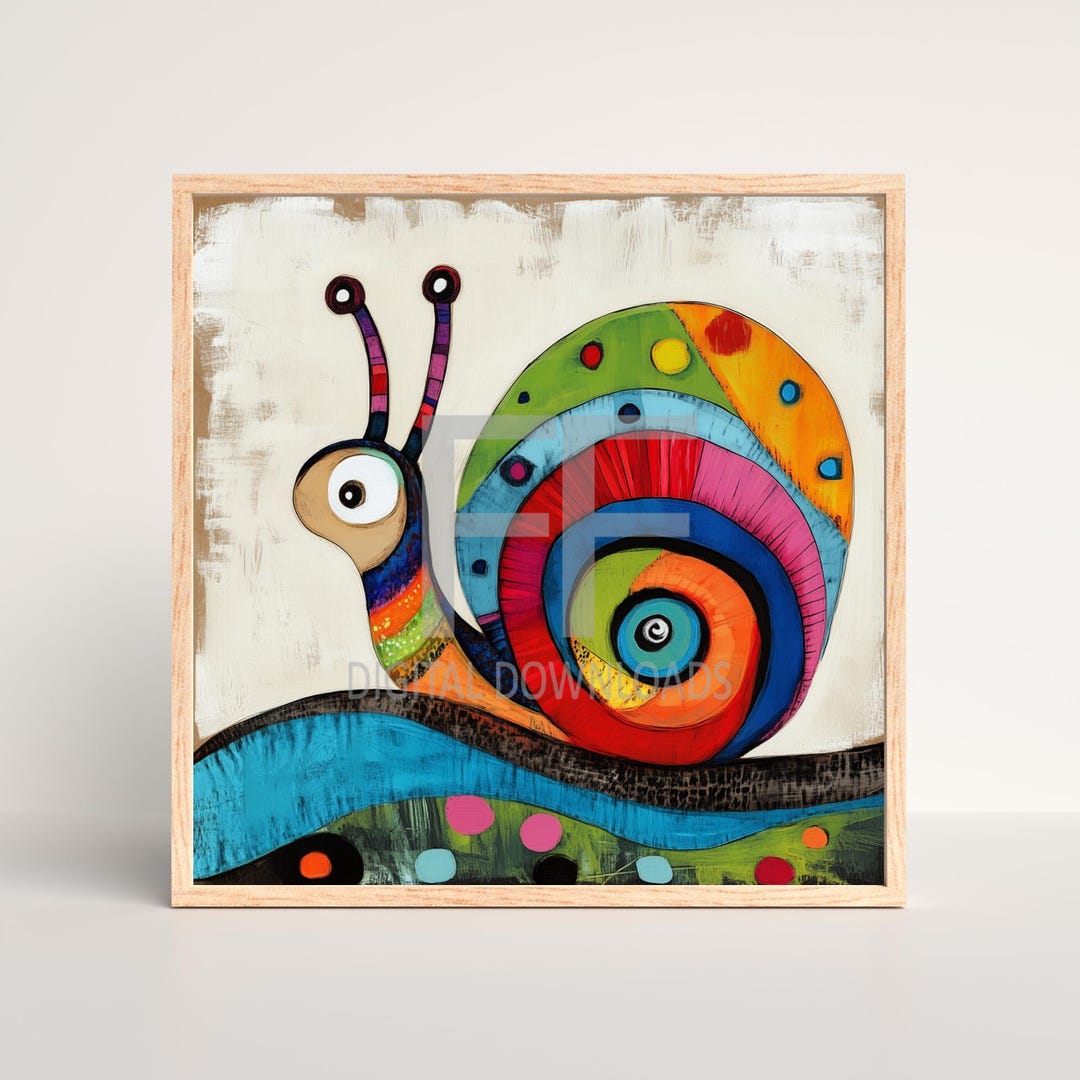 Snail PNG, Colorful Snail Art Ready to Print and Frame, Digital Art ...