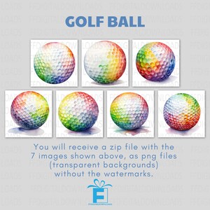 Golf Ball Clipart Bundle, 7 High-quality Golf Ball Png, Watercolor Golf ...