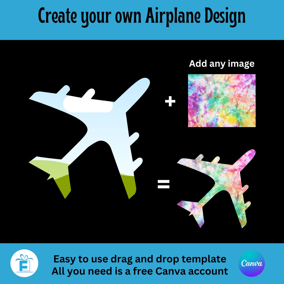 Airplane Canva Frame Drag and Drop Editable Canva Template - Etsy