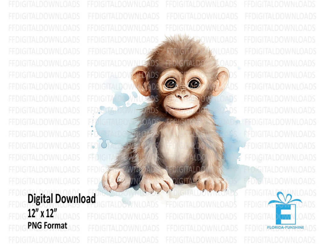 Baby Monkey Clipart, Monkey PNG, Baby Monkey PNG, Watercolor Monkey ...