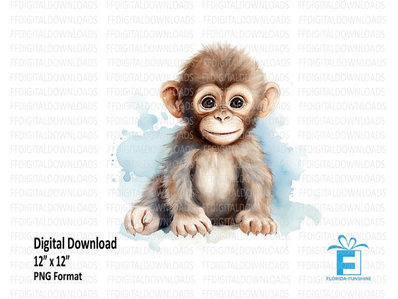 Baby Monkey Clipart Monkey PNG Baby Monkey PNG Watercolor - Etsy