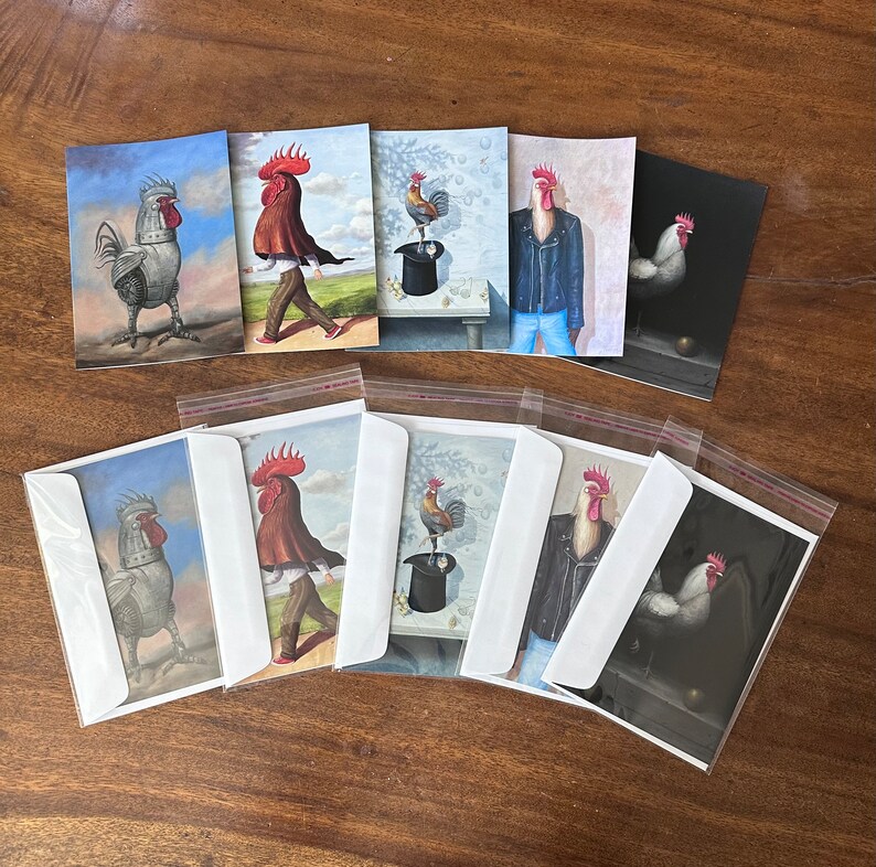 Rooster Series: 5x7 Rooster Card, Rooster Art Card, Rooster Note Card ...