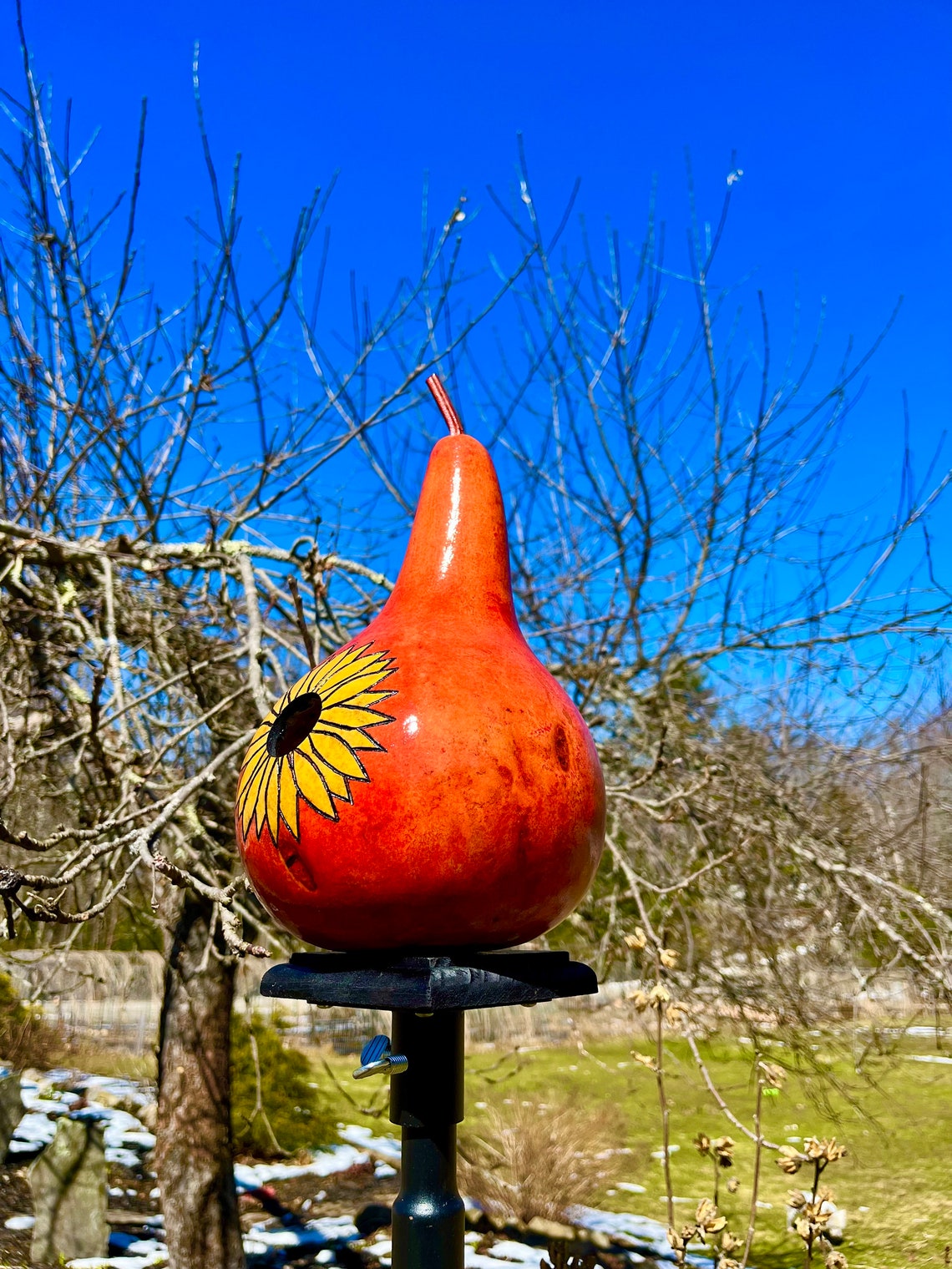 Spring Gourd Birdhouse ~ Post Mount - Etsy