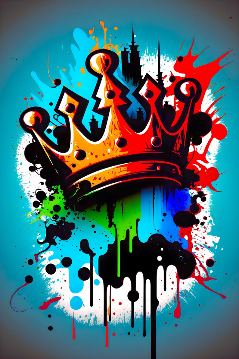 Colorful Crown Print, Graffiti Art Crown Print - Etsy