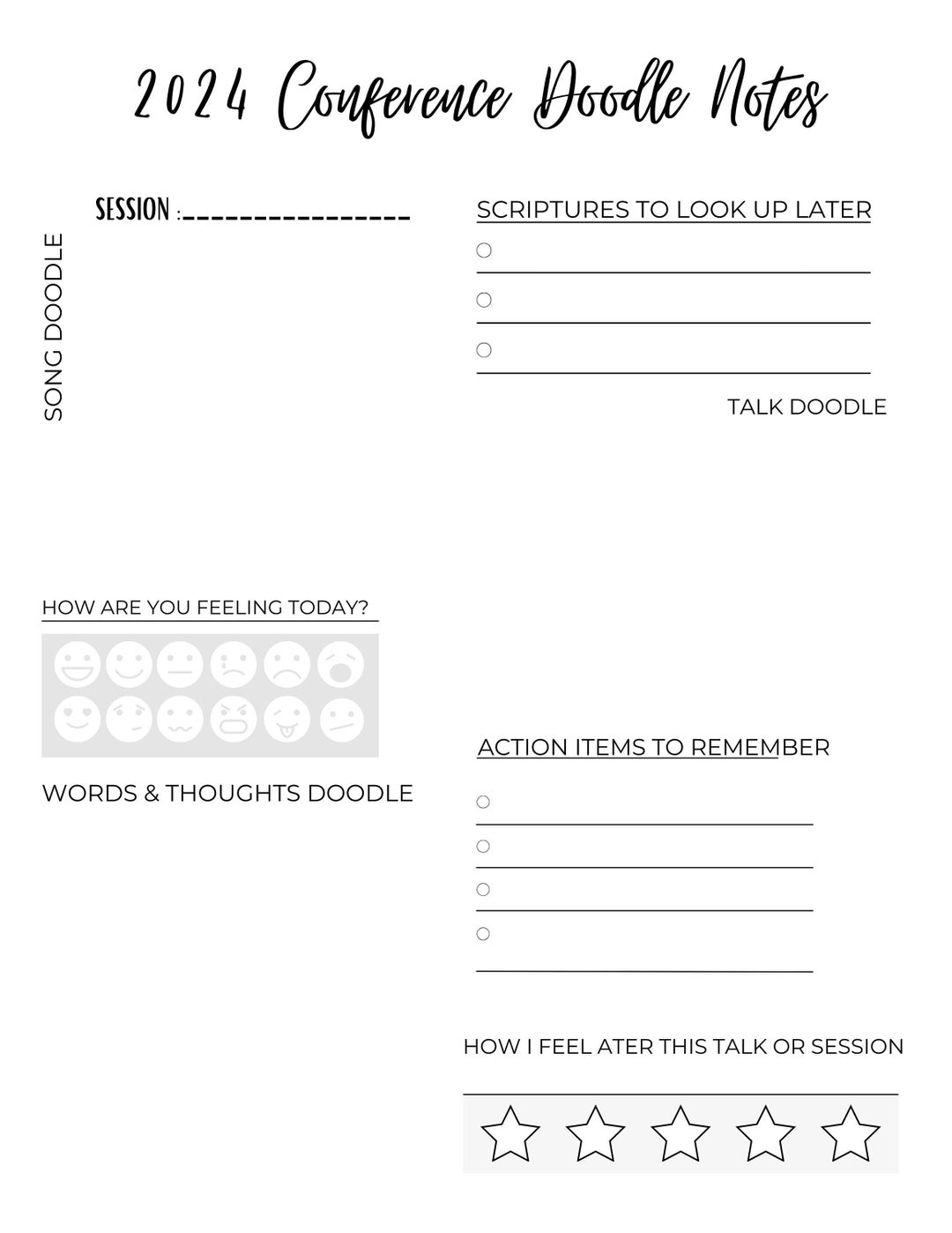 Quick Easy Doodle LDS CONFERENCE NOTES - Etsy