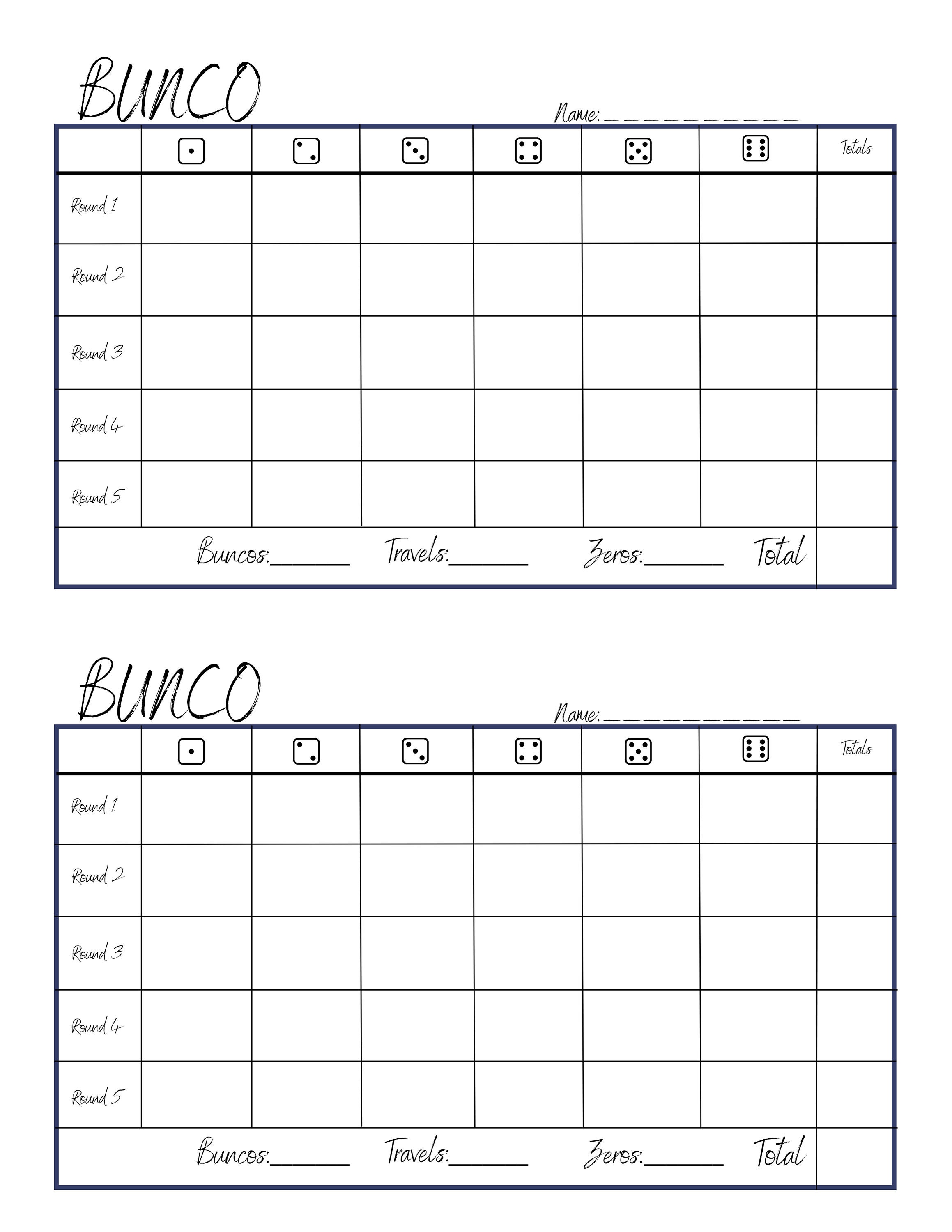 Quick Print Easy Bunco Sheet - Etsy