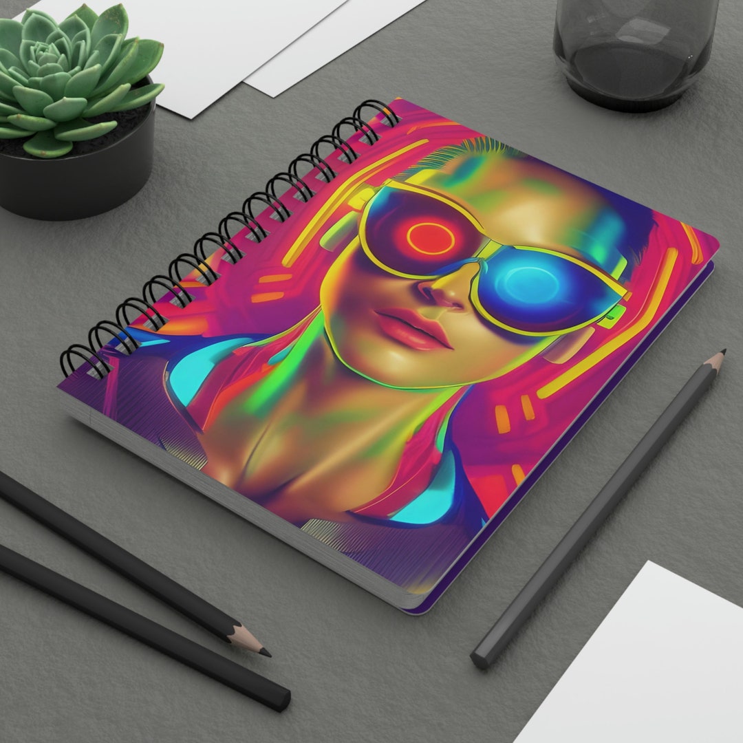 Cyberpunk Miami Pop Art Journal | Lined Notebook for Diary, Notes, and ...