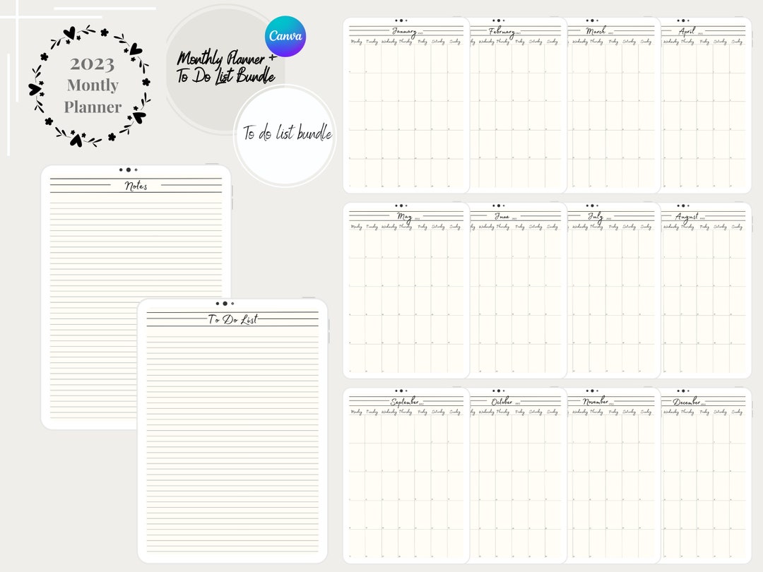 Vintage 2023 Monthly Digital Planner A4 Size in PDF Printable Calendar ...