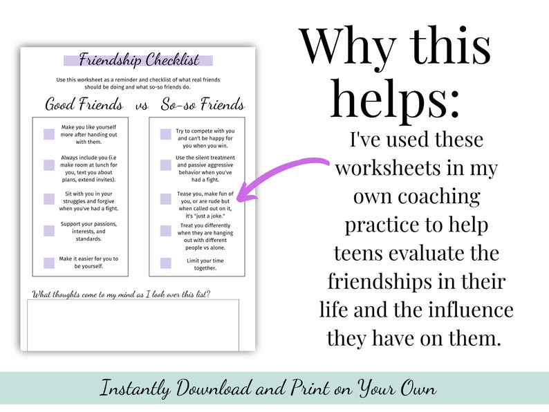 Friendship Skills Workbook for Teens: Life Coaching, Mental Health (PDF ...