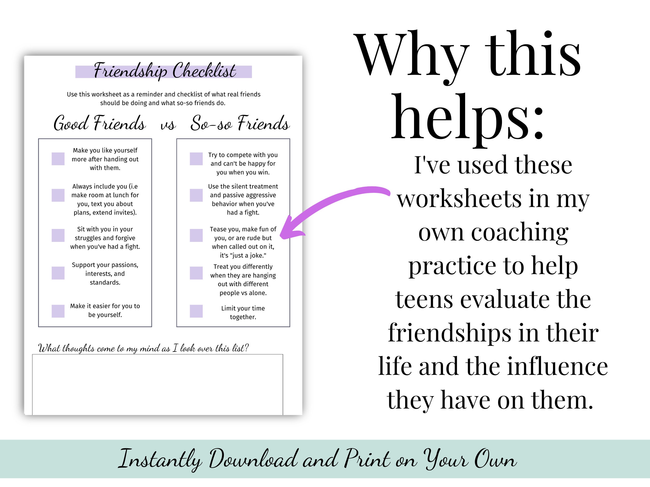 Friendship Workbook for Teens Digital Download Mental Health Resources ...
