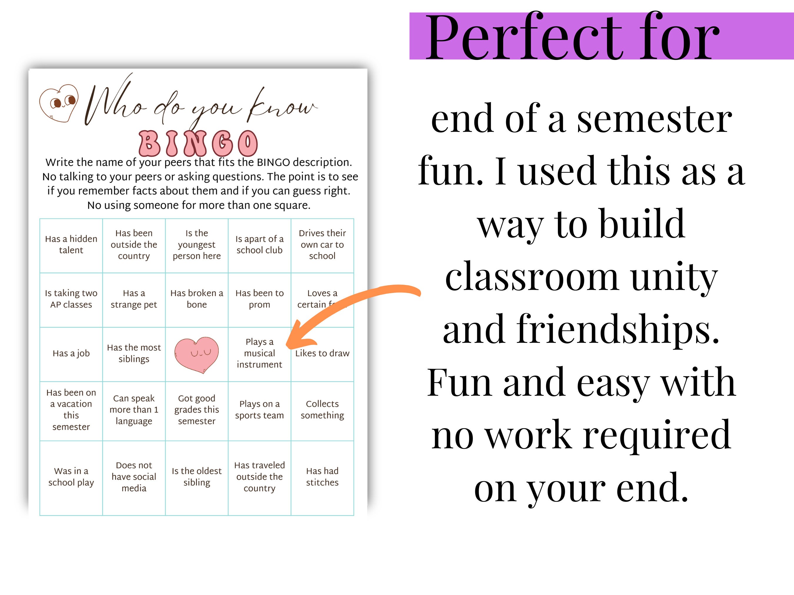 High School BINGO Cards: Get to Know You Activity (printable PDF) - Etsy