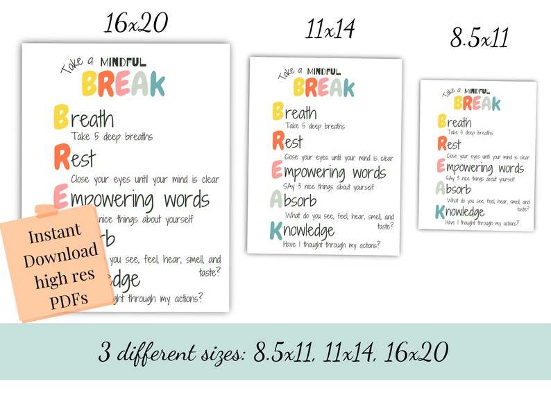 Kids Mindfulness Poster Teacher Classroom Mindfulness Artwork Digital ...