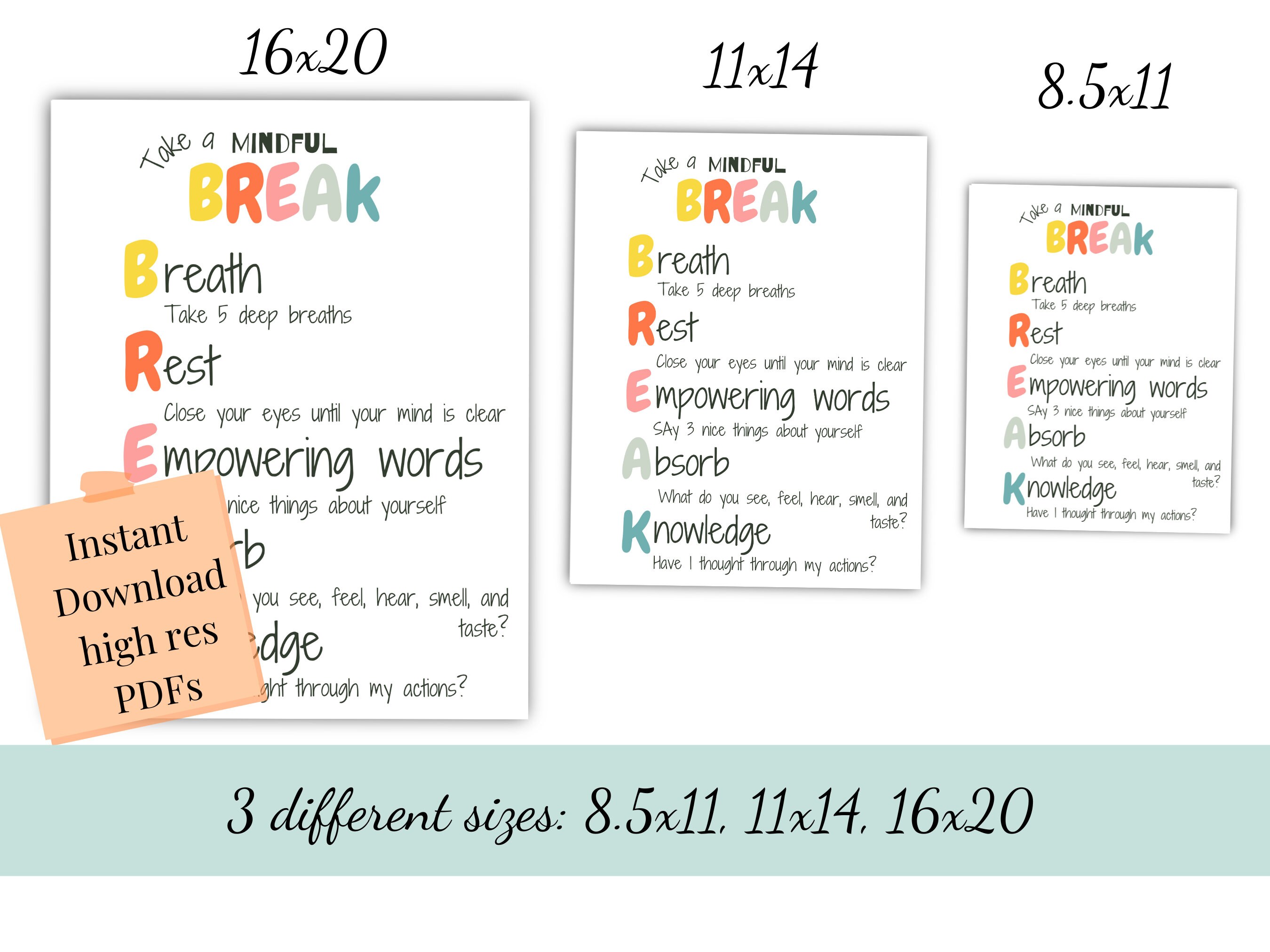 Kids Mindfulness Poster Teacher Classroom Mindfulness Artwork Digital ...