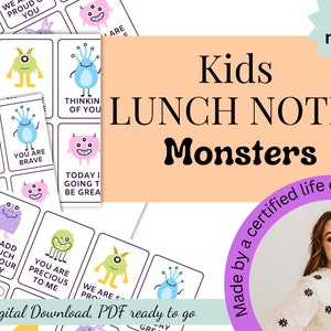 Monster Lunch Box Notes for Kids: 32 Printable Affirmation Cards ...