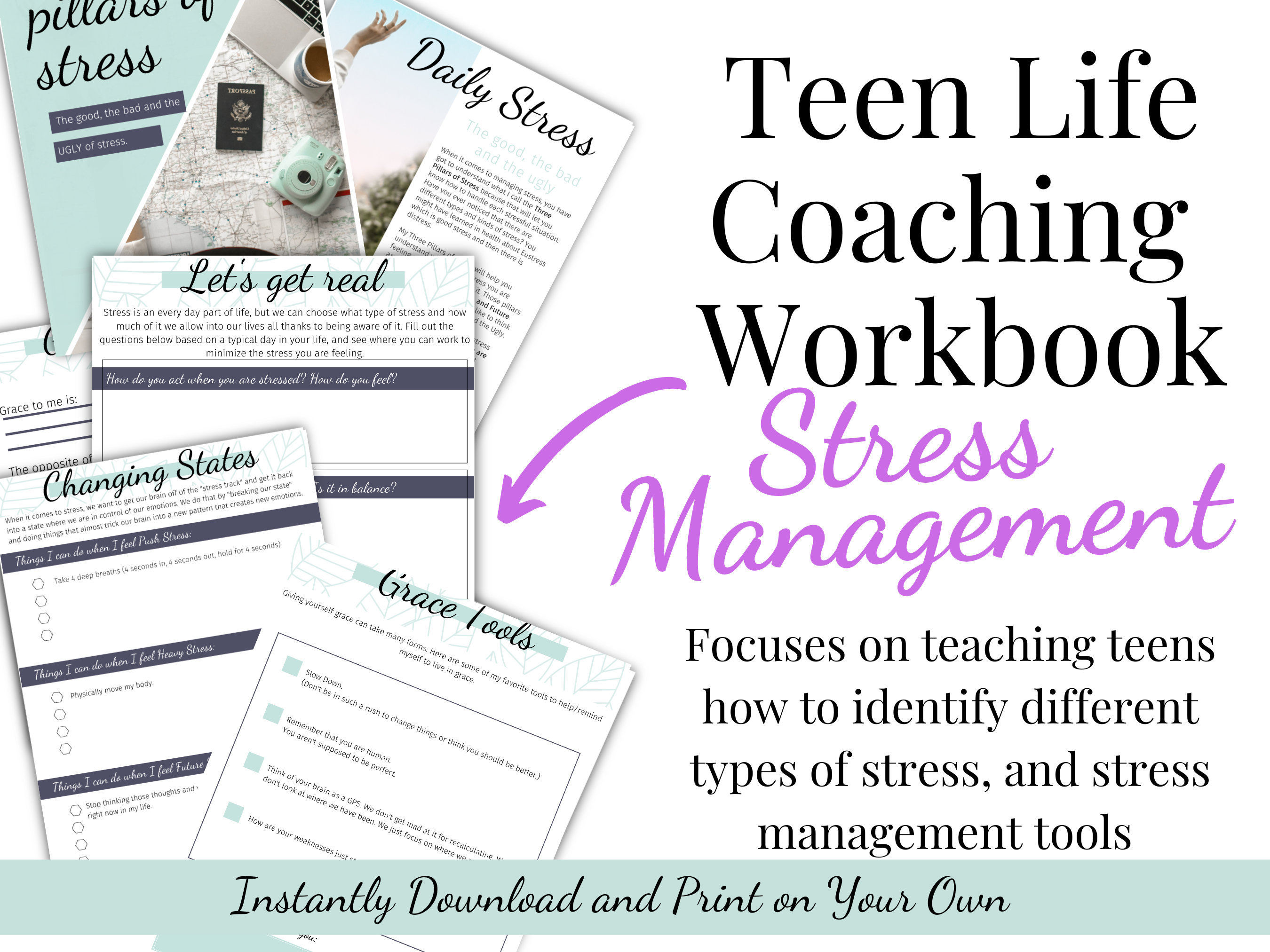 Teen Stress Management Workbook: Life Coaching Resources (PDF Download ...