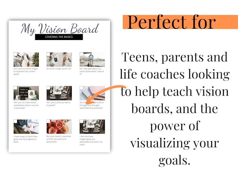 Vision Board Worksheets for Teens 5 Page Digital Download PDF Therapy ...