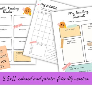 Kids Reading Journal Printable: Daily, Weekly, Monthly Tracker (digital ...