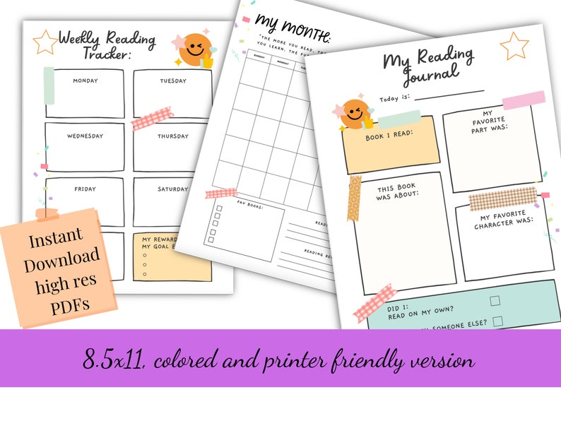 Reading Tracker for Kids Reading Journal Printable for Kids Daily ...