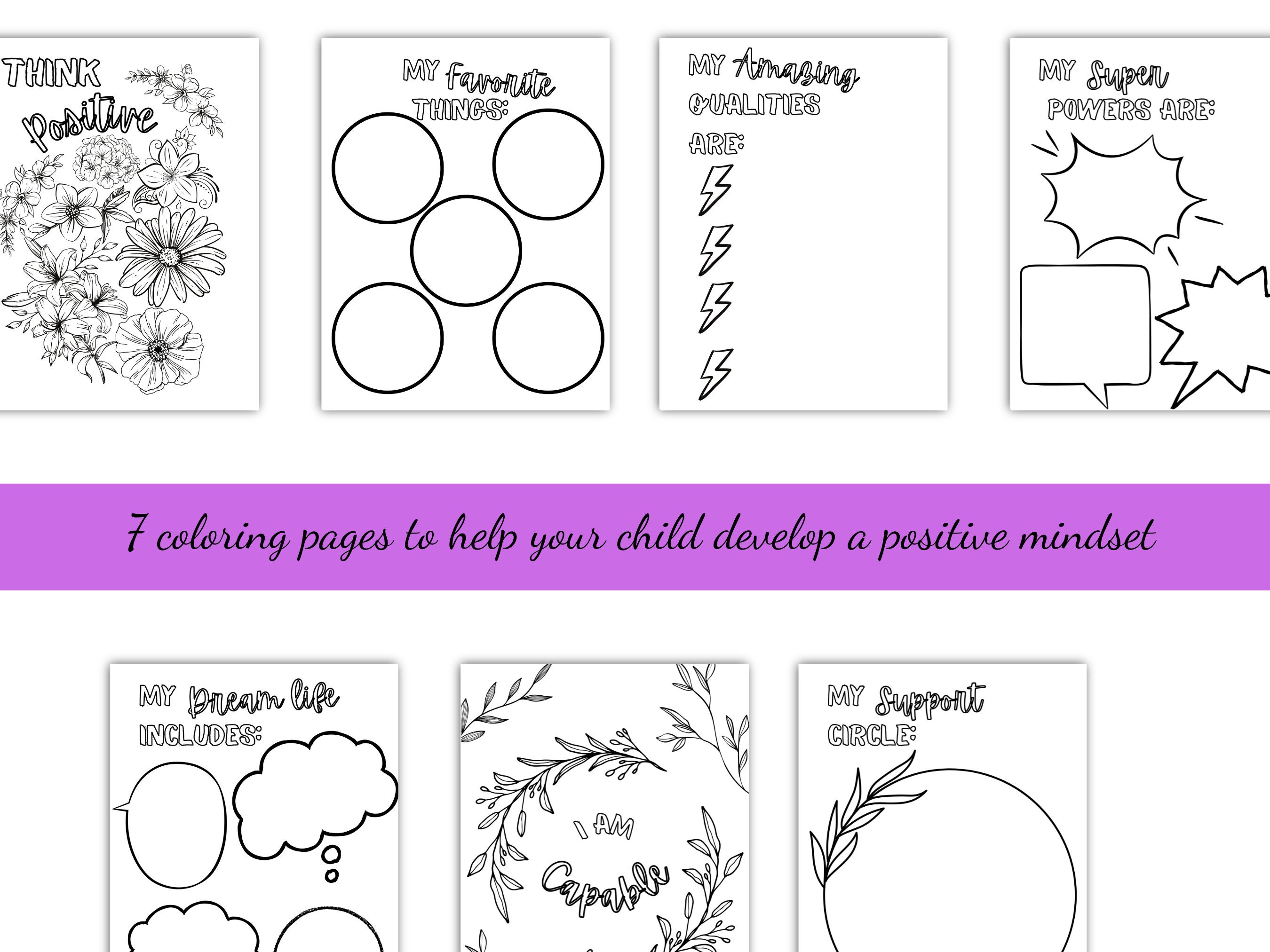 Kids Positive Mindset Coloring Pages Printable Self Esteem Worksheets ...