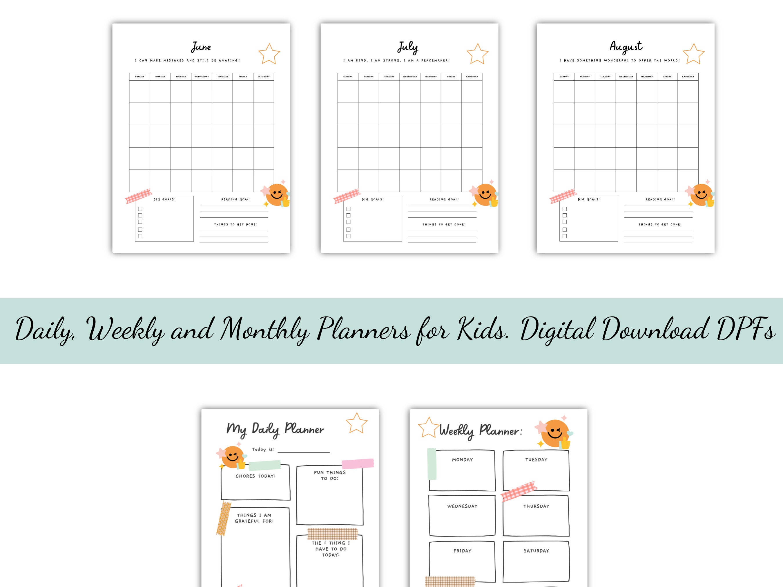 Kids Summer Planner Printable Weekly Monthly Daily Kids Planner Summer ...