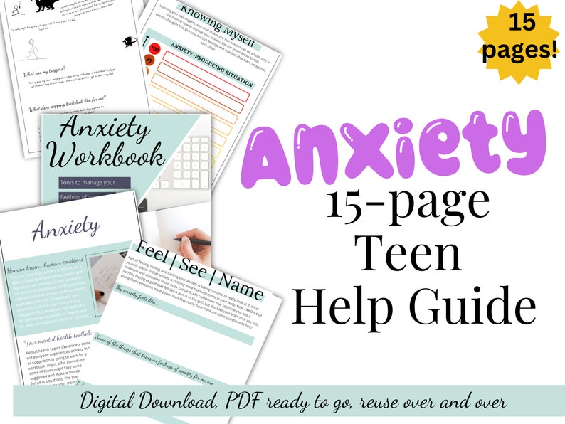 Mental Health Worksheets for Teens Anxiety Workbook for Teens Digital ...