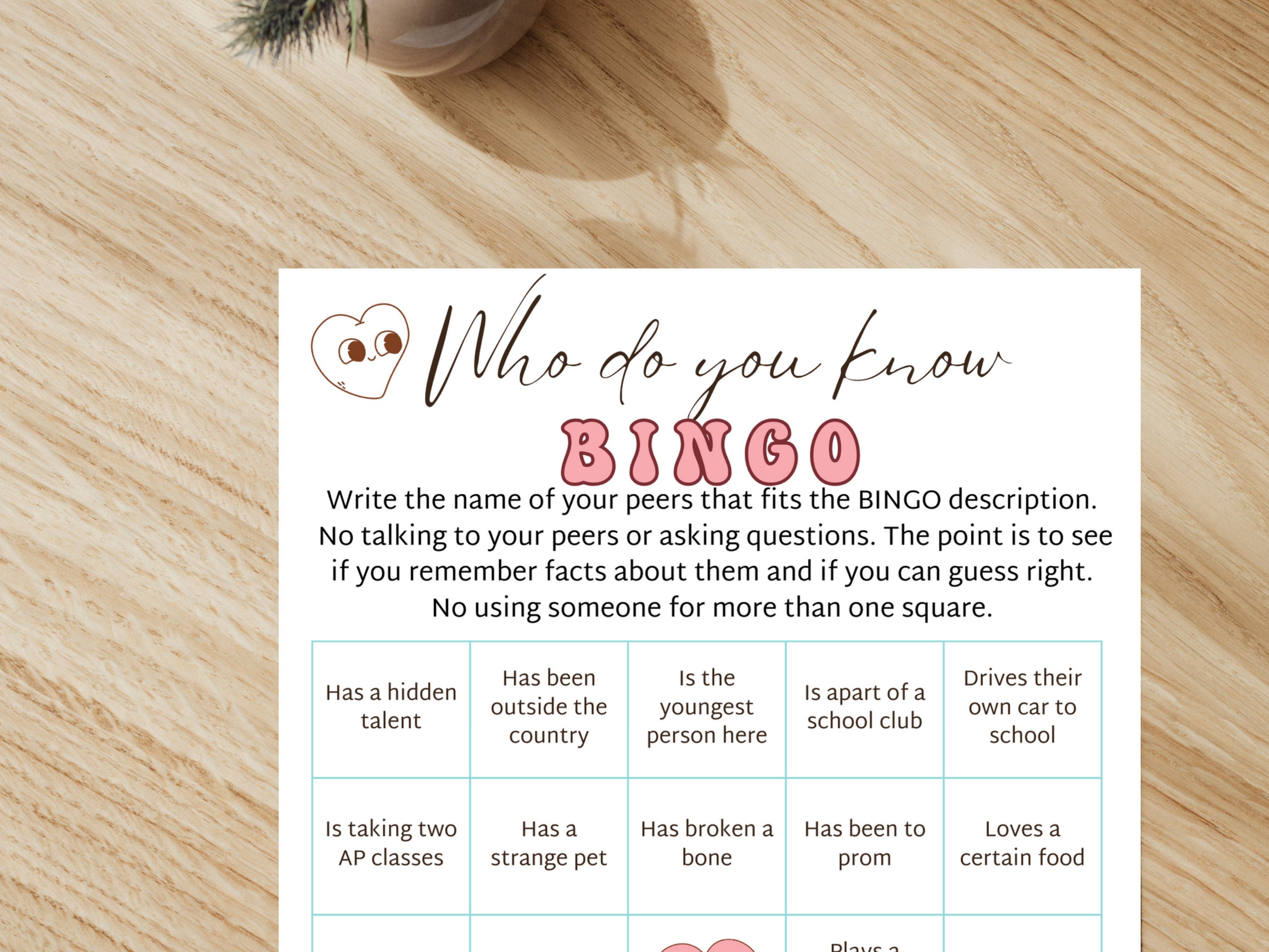 High School BINGO Cards: Get to Know You Activity (printable PDF) - Etsy