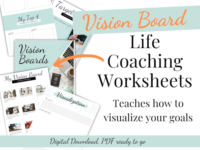 Vision Board Worksheets for Teens 5 Page Digital Download PDF Therapy Worksheets Mental Health ...