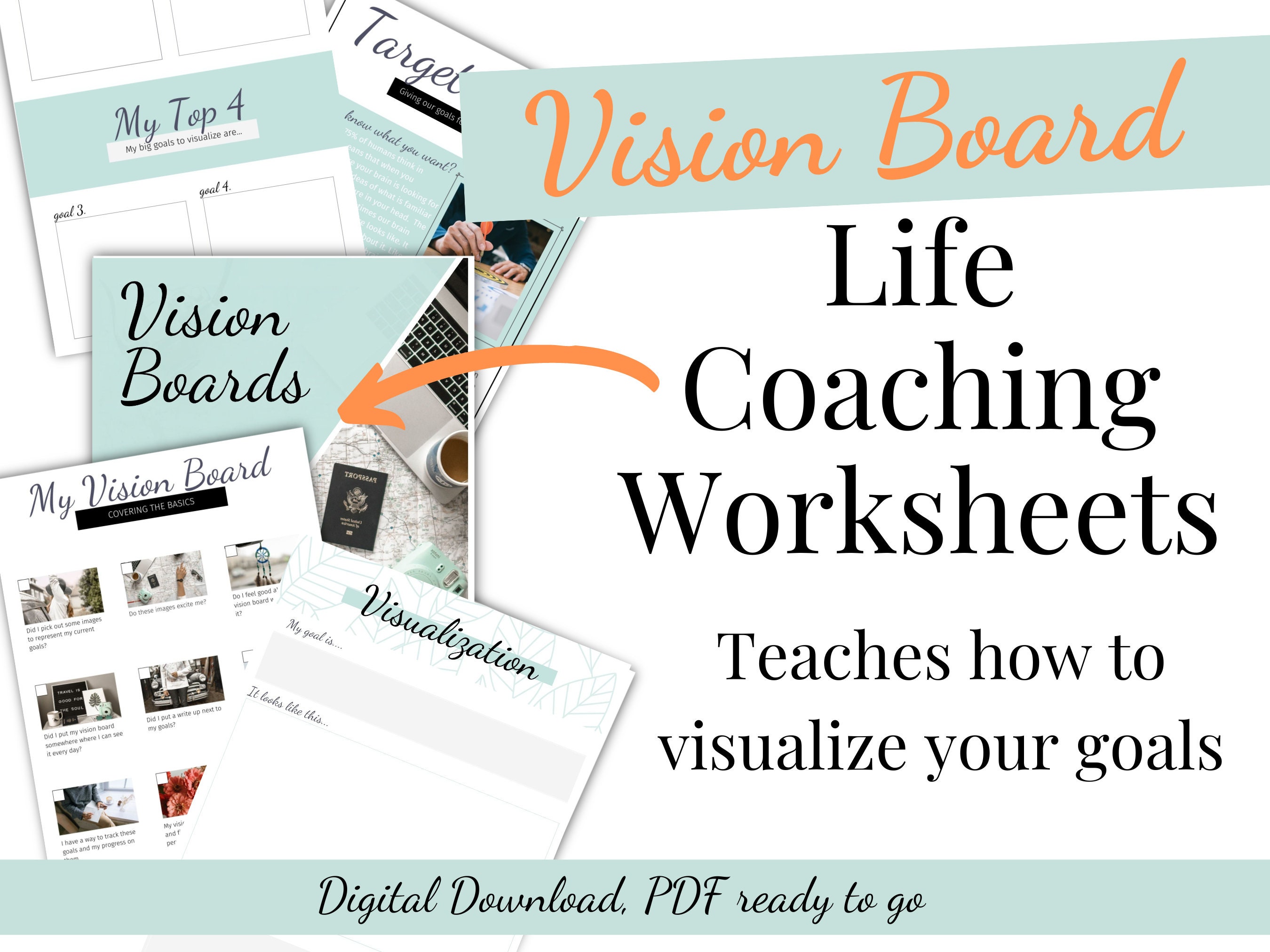 Vision Board Worksheets for Teens 5 Page Digital Download PDF Therapy ...