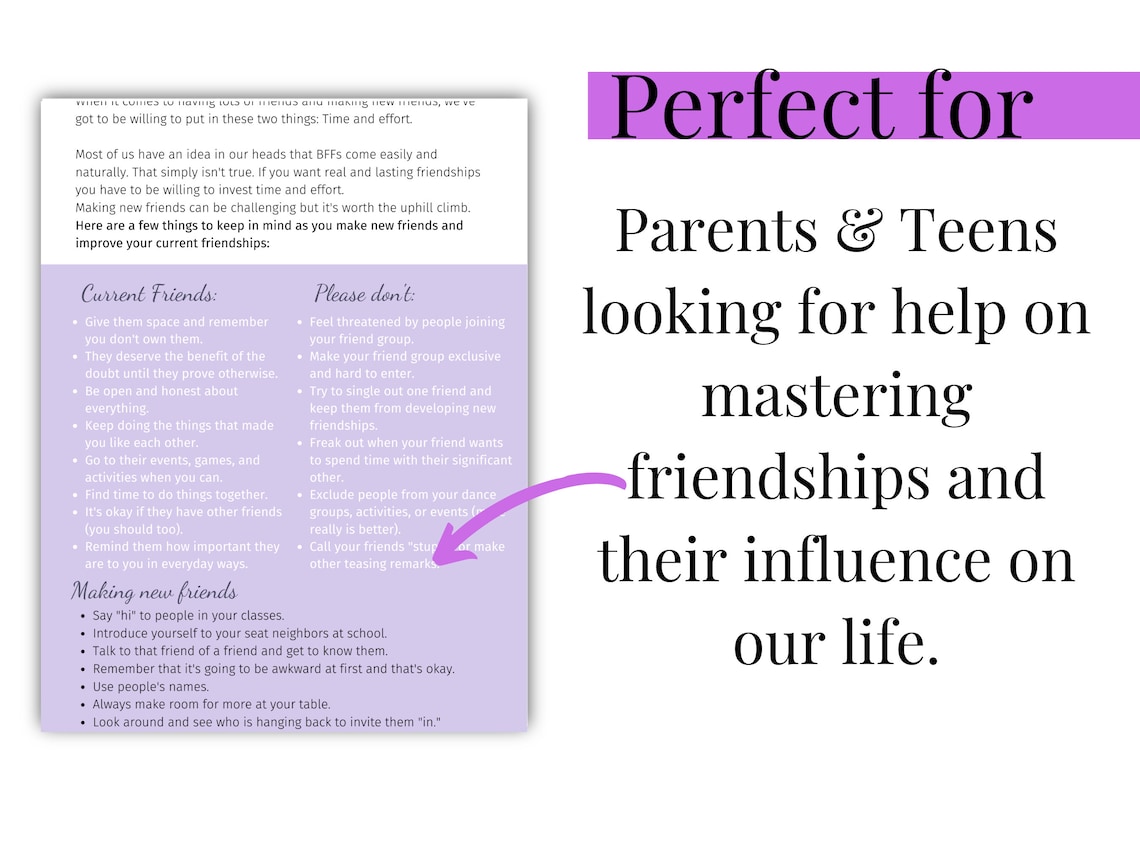 Friendship Workbook for Teens: Mental Health Resources (PDF) - Etsy