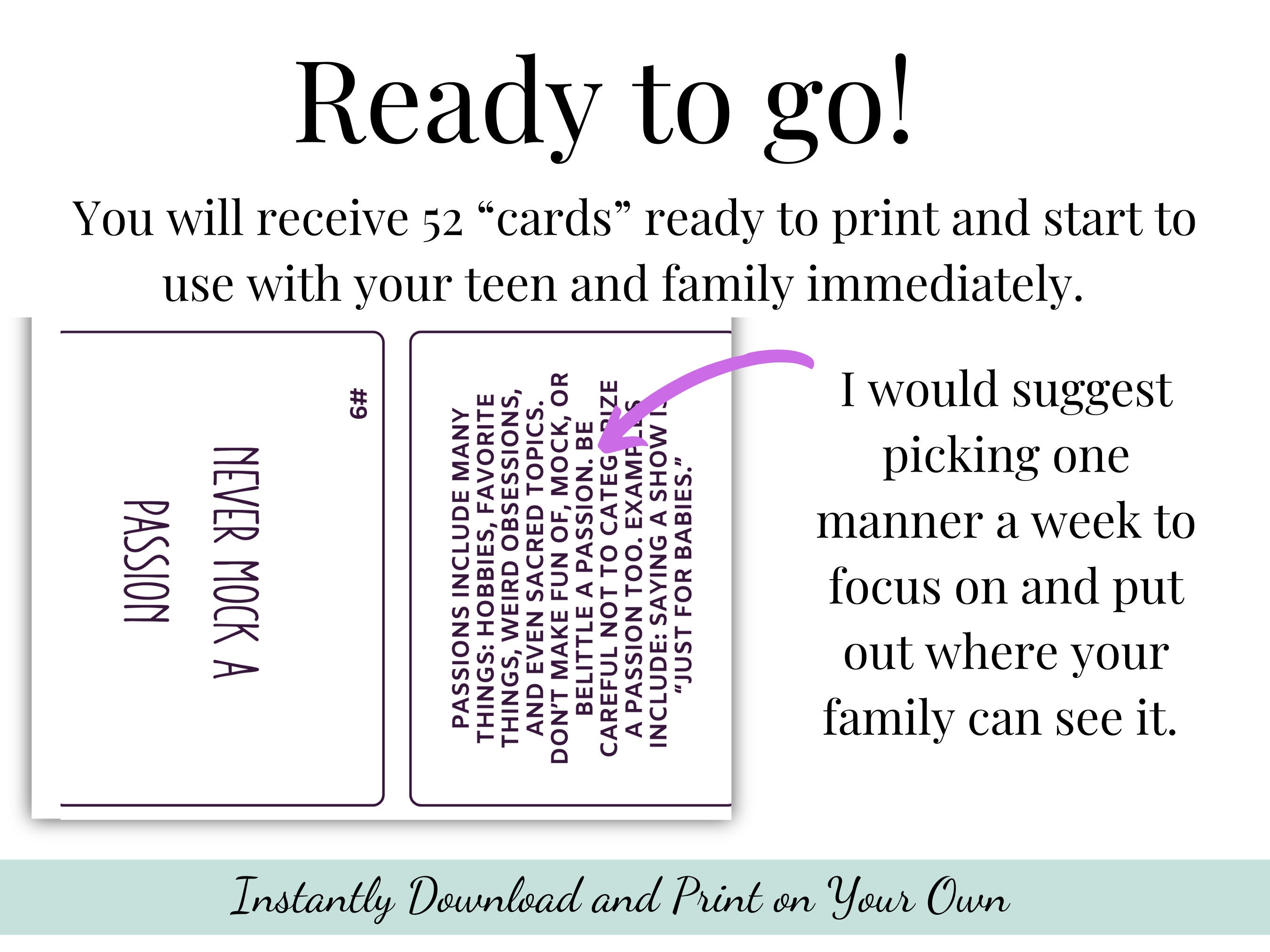 Teen Etiquette Cards: 52-week Family Manners (printable PDF) - Etsy