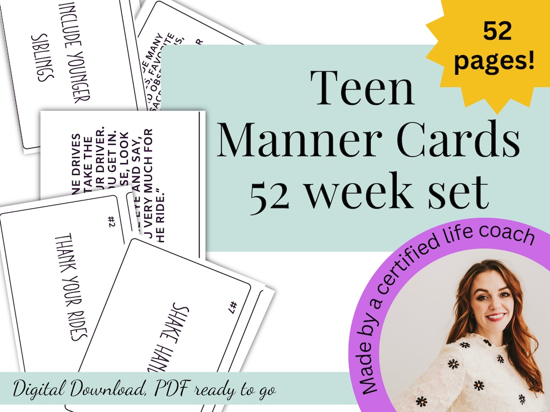 Teen Etiquette Cards: 52-week Family Manners (printable PDF) - Etsy