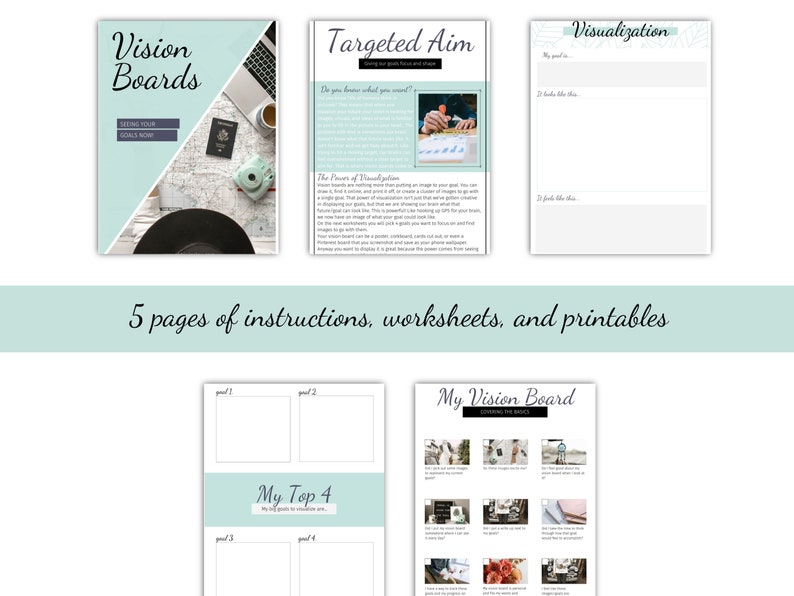 Vision Board Worksheets for Teens 5 Page Digital Download PDF Therapy ...