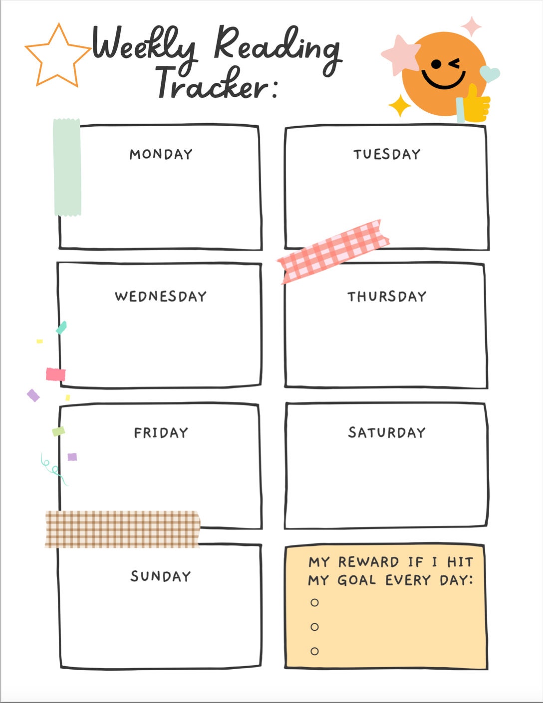 Kids Reading Journal Printable: Daily, Weekly, Monthly Tracker (digital ...