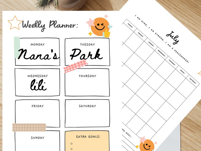 Kids Summer Planner Printable Weekly Monthly Daily Kids Planner Summer ...
