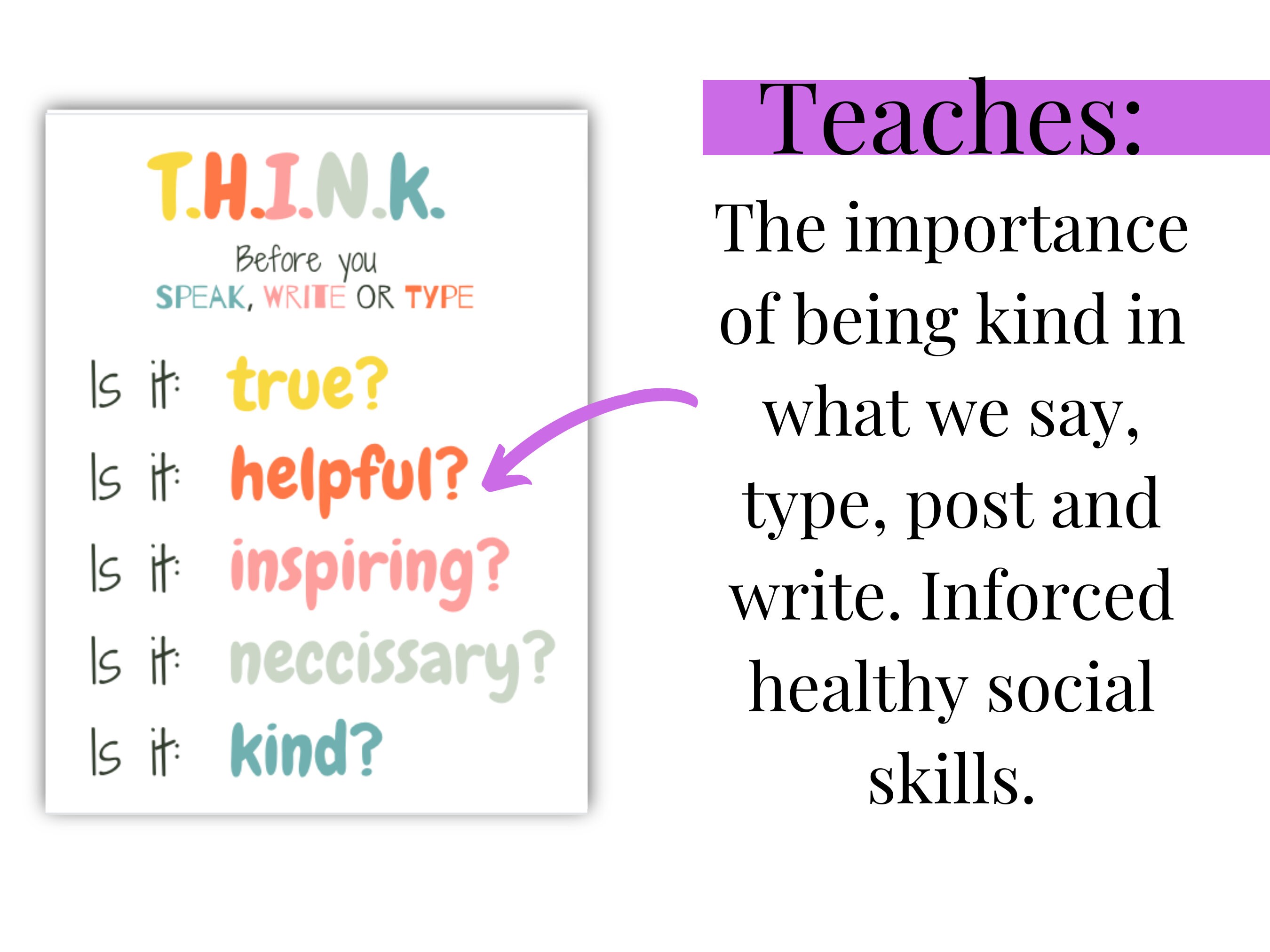 THINK Social Skills Classroom Poster: Therapy Office Decor (digital ...