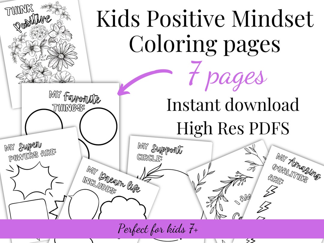 Positive Mindset Coloring Pages: Self Esteem Worksheets (digital ...