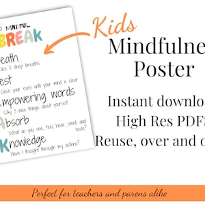 Kids Mindfulness Poster Teacher Classroom Mindfulness Artwork Digital ...