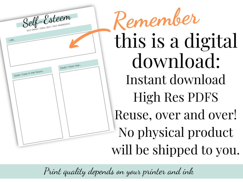 Teen Activity Packet Self Esteem Workshop Mental Health Resources PDF ...