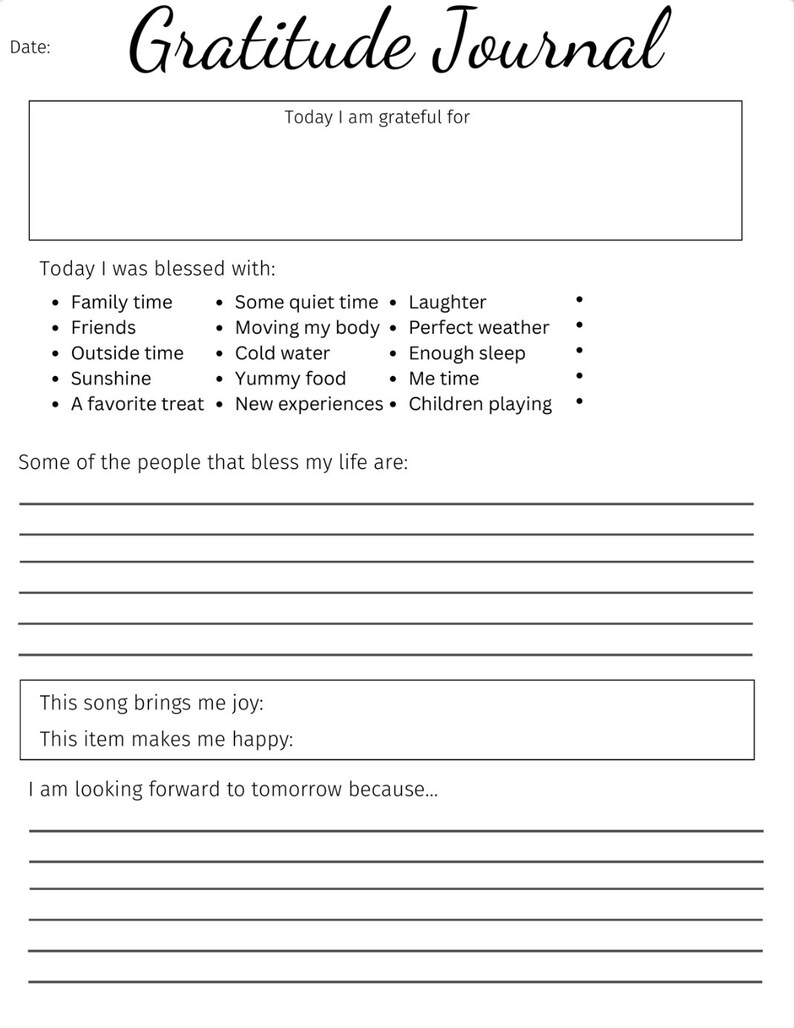 Gratitude Journal Printable: Daily Meditation Practice (digital ...
